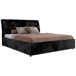 POLSTERBETT GALA CLASSIC 160/200 - Schwarz Pl&uuml;sch - Schaum-Matratze