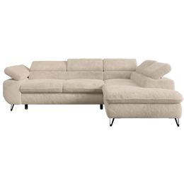 ECKSOFA PETER L Dunkelgrau Pl&uuml;sch - Rechts Seite