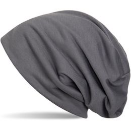 Beanie styleBREAKER "Uni Slouch Beanie M&uuml;tze", Herren, grau (anthrazit), Obermaterial: 65% Baumwolle CO. 35% Polyester PES., Modisch, M&uuml;tzen Beanie
