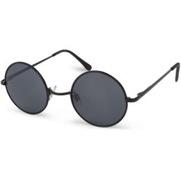 Sonnenbrille styleBREAKER "Retro Sonnenbrille Klein Rund mit Federscharnier", Damen, grau (gestell schwarz, glas grau get&ouml;nt), Modisch, Sonnenbrillen Sonnenbrille