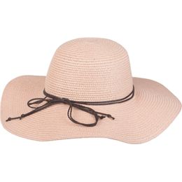 Sonnenhut styleBREAKER "Floppy Sonnenhut mit schmalem Zierband und Schleife", Damen, rosa (rose), Obermaterial: 100% Papierstroh PAS., Modisch, H&uuml;te
