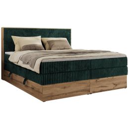 BOXBETT WOOD CLASSIC KING 160/200 - Dunkelgr&uuml;n Cord - H4