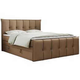 BOXSPRINGBETT PREMIUM 11 KING 200/200 Braun Kunstleder - H4