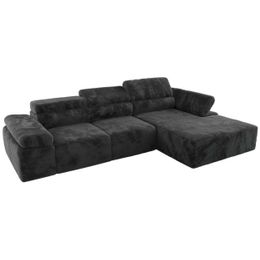 ECKSOFA RILASSO L Dunkelgrau Pl&uuml;sch - rechts
