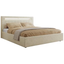 POLSTERBETT GOLD 5 CLASSIC 140/200 - Creme Strukture - Schaum-Matratze