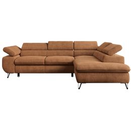 ECKSOFA PETER L Orange Struktur - Rechts Seite
