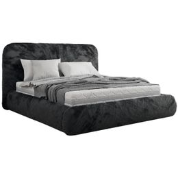 POLSTERBETT BENEA CLASSIC 140/200 - Dunkelgrau Pl&uuml;sch - Multipocket-Matratze