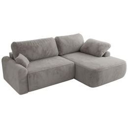 ECKSCHLAFSOFA CUBO L Hellgrau Pl&uuml;sch - rechts