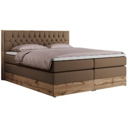 BOXSPRINGBETT AMORE KING 200/200 Braun Kunstleder - H3