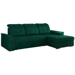 ECKSOFA MADRITO L - Dunkelgr&uuml;n Velorus - Rechts