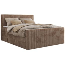 BOXSPRINGBETT TILIANO KING DUO 180/200 - Braun Cord - H4