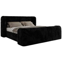 POLSTERBETT EMORA CLASSIC DUO 160/200 - Schwarz Pl&uuml;sch - Schaum-Matratze