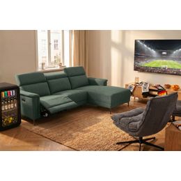 Ecksofa OTTO HOME "LUND, L-Form, 261cm, man. o. elektr. Relaxfunktion (mit USB-A)", gr&uuml;n (dunkelgr&uuml;n), B:261cm H:97cm T:179cm, Webstoff 100% Polyester, Sofas, Ecksofa, und Kopfteilverstellung