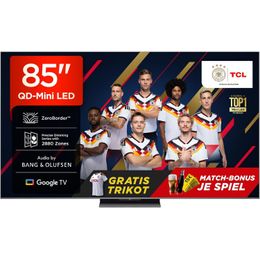 TCL Mini-LED-Fernseher "85Q8CX1", Energieeffizienz: E (A-G), schwarz, 85 &Prime;, Fernseher, Audio von Bang & Olufsen, Smart TV, Apple TV, 144Hz, 4K, Dolby Vision