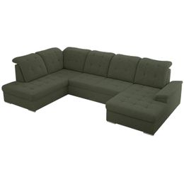 WOHNLANDSCHAFT MADRITO U - Gr&uuml;n Boucle - Links