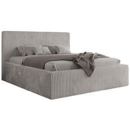 POLSTERBETT TILIANO CLASSIC 200/200 - Hellgrau Cord - Schaum-Matratze