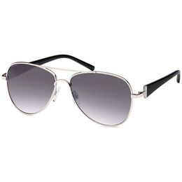 Pilotenbrille styleBREAKER "Pilotenbrille mit Strass Edle Fliegerbrille", Damen, grau (gestell silber, schwarz, glas grau verlaufend), Modisch, Sonnenbrillen