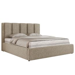 POLSTERBETT SAVINO CLASSIC 200/200 - Dunkelbeige Struktur - Schaum-Matratze