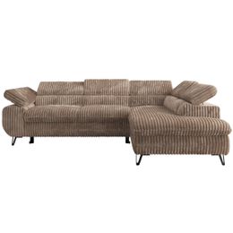 ECKSOFA PABLO L Braun Cord - Rechts Seite