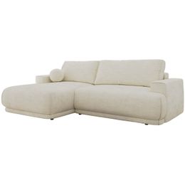ECKSCHLAFSOFA RINA L Creme Schenille glatt - links