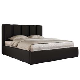 POLSTERBETT SAVINO CLASSIC 140/200 - Schwarz Kunstleder - Schaum-Matratze