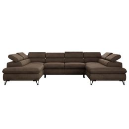 WOHNLANDSCHAFT PABLO U Velvet Braun mit Topper T25