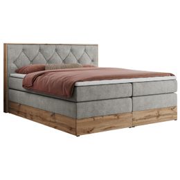 BOXSPRINGBETT VENETO KING 200/200 Hellgrau Struktur - H3