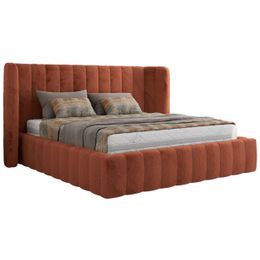 POLSTERBETT GOLETTA CLASSIC 180/200 - Orange Pl&uuml;sch - Schaum-Matratze