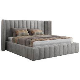 POLSTERBETT GOLETTA CLASSIC 160/200 - Hellgrau Velvet - Schaum-Matratze