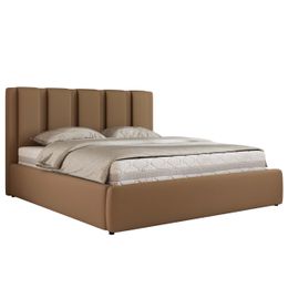 POLSTERBETT SAVINO CLASSIC 160/200 - Braun Kunstleder - Schaum-Matratze