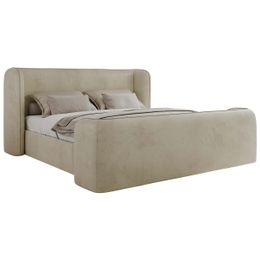 POLSTERBETT EMORA CLASSIC DUO 140/200 - Beige Velvet - Schaum-Matratze