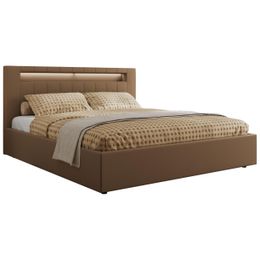 POLSTERBETT GOLD 5 CLASSIC 140/200 - Braun Kunstleder - Schaum-Matratze