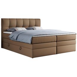 BOXSPRINGBETT ALVIN KING 200/200 Braun Kunstleder - H4