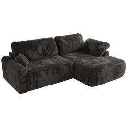 ECKSCHLAFSOFA CUBO L Dunkelgrau Pl&uuml;sch - rechts