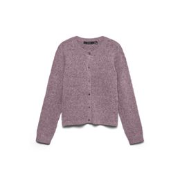 V&eacute;ro Moda Strickjacke VERO MODA "VMDOFFY STITCH LS O-NECK CARDIGAN NOOS", Damen, Gr. XS, elderberry detail:melange, Strick, Obermaterial: 94% Polyester, 3% Elasthan, 3% Nylon, meliert, regular fit normal, Rundhals, Strickjacken Strickjacke, Materialmix, regular fit