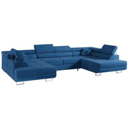 WOHNLANDSCHAFT GUSTAW U Dunkelblau Velvet