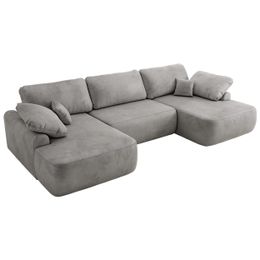 WOHNLANDSCHAFT CUBO U Hellgrau Velvet