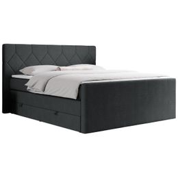 BOXSPRINGBETT KING EIGAR 200/200 Dunkelgrau Struktur - H3