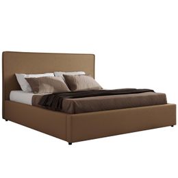 POLSTERBETT CORIVO CLASSIC 140/200 - Braun Kunstleder - Schaum-Matratze