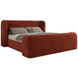 POLSTERBETT EMORA CLASSIC DUO 180/200 - Orange Pl&uuml;sch - Schaum-Matratze