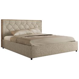 POLSTERBETT LARINO CLASSIC 180/200 - Dunkelbeige Strukture - Schaum-Matratze