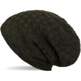 Strickm&uuml;tze styleBREAKER "Feinstrick Beanie mit Flecht Muster und Teddyfleece", Damen, gr&uuml;n (tannengr&uuml;n dunkel), 100% Viskose CV., Modisch, M&uuml;tzen Strickm&uuml;tze