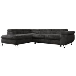 ECKSOFA PEDRO L Anthrazit Pl&uuml;sch - Links Seite