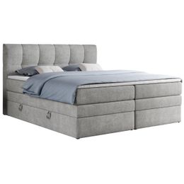 BOXSPRINGBETT ALVIN KING 200/200 Hellgrau Struktur - H4