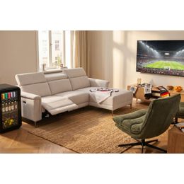 Ecksofa OTTO HOME "LUND, L-Form, 261cm, man. o. elektr. Relaxfunktion (mit USB-A)", creme, B:261cm H:97cm T:179cm, Sofas, Ecksofa