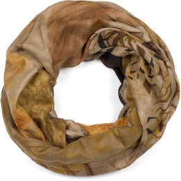 Loop styleBREAKER "Loop Schal mit Hirsch Print", Damen, braun (braun, beige), Obermaterial: 80% Viskose CV. 20% Baumwolle CO., Modisch, Modet&uuml;cher Loop