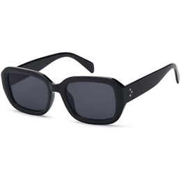 Sonnenbrille styleBREAKER "Retro Sonnenbrille Breiter Rahmen Rechteckig", Damen, grau (gestell schwarz, glas grau get&ouml;nt), Elegant, Sonnenbrillen Sonnenbrille