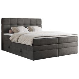 BOXSPRINGBETT ERNI KING 200/200 Dunkelgrau Velvet - H4