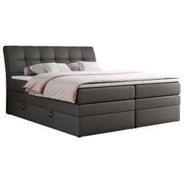 BOXSPRINGBETT GOLD-10 KING 140/200 Dunkelgrau Kunstleder - H4