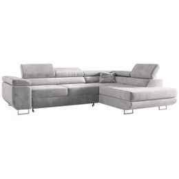 ECKSOFA GUSTAW L Hellgrau Velvet Rechts Seite